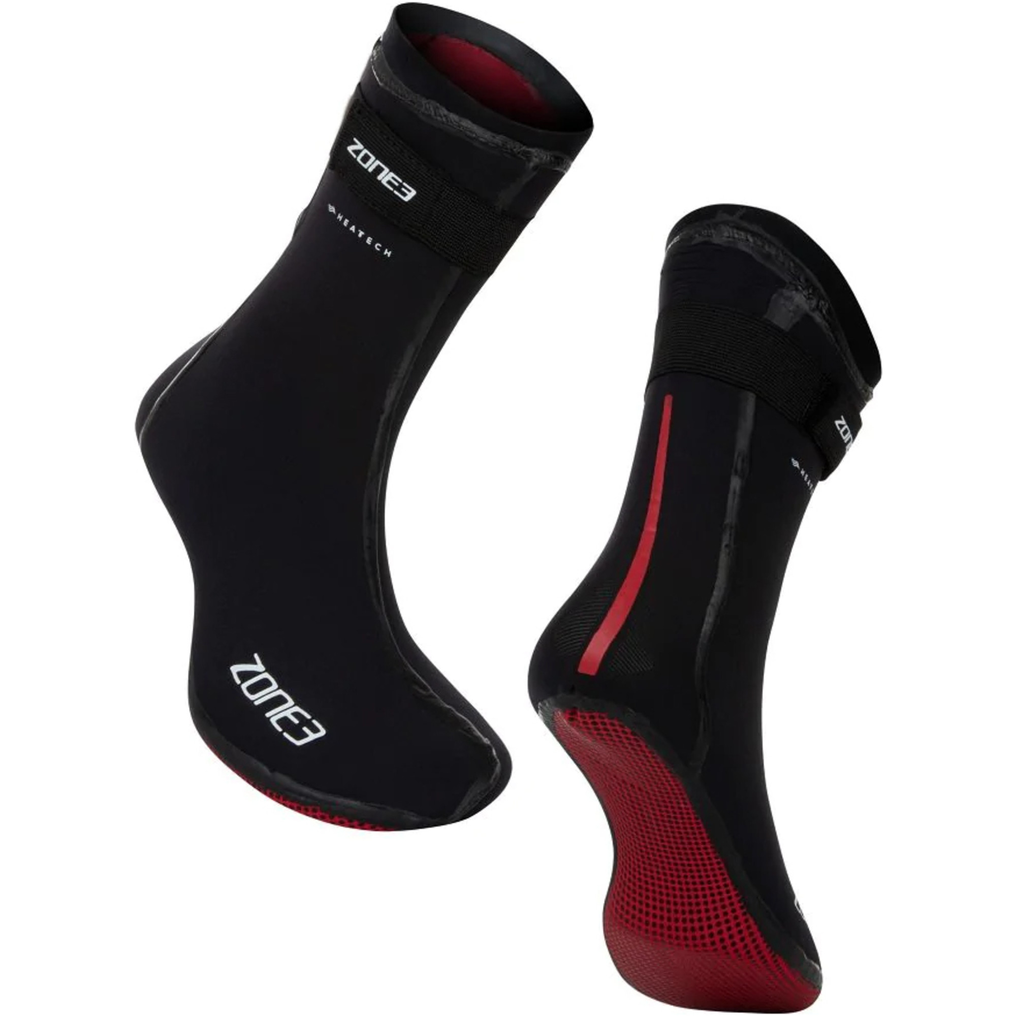 2025 Zone3 Neoprene Heat-Tech Warmth Socks NA18UHTS101 - Black / Red - Swimming | Wetsuit Outlet